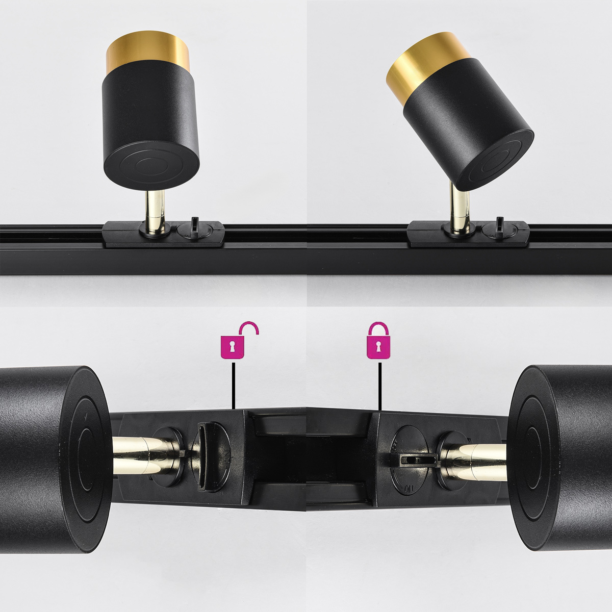 Modern single-phase track system of 1.5 metres with Lexi spotlights ...