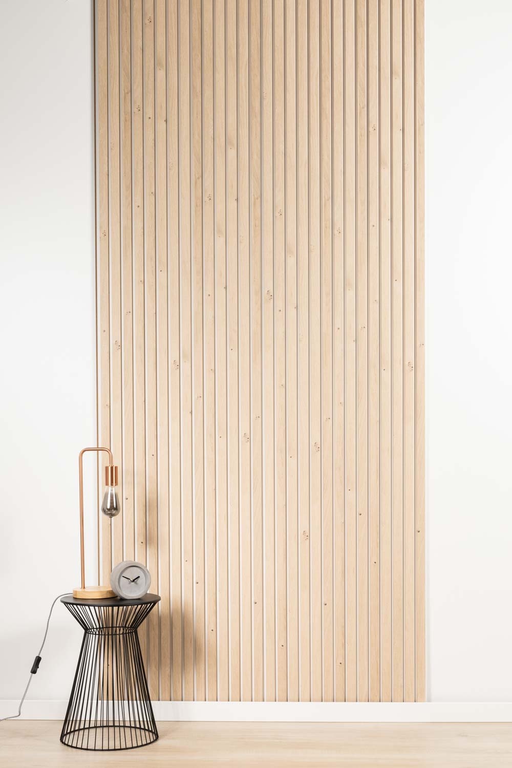 Eikenlook wandpaneel met witte backing | Wallcompany - Stairscompany
