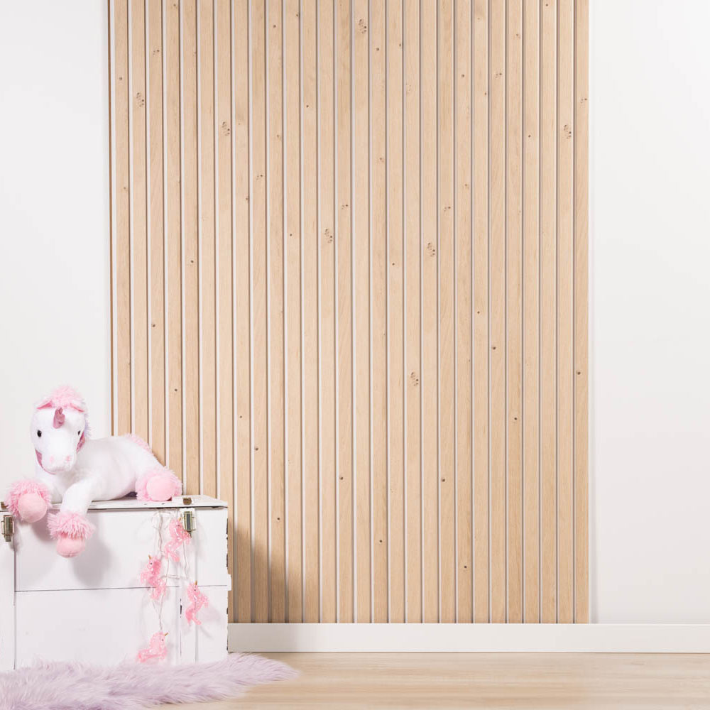 Eikenlook wandpaneel met witte backing | Wallcompany - Stairscompany