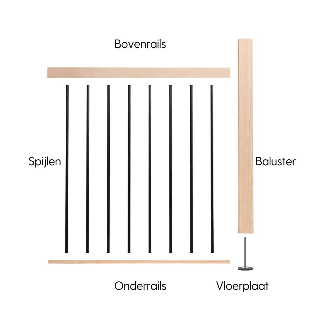 Houten balustrade van beukenhout | Stairscompany - Stairscompany
