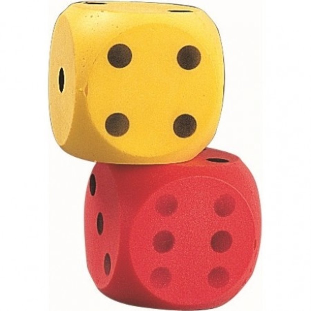 Dobbelstenen groot | Per stuk | 16cm | Geel of rood - SportSpel.Shop