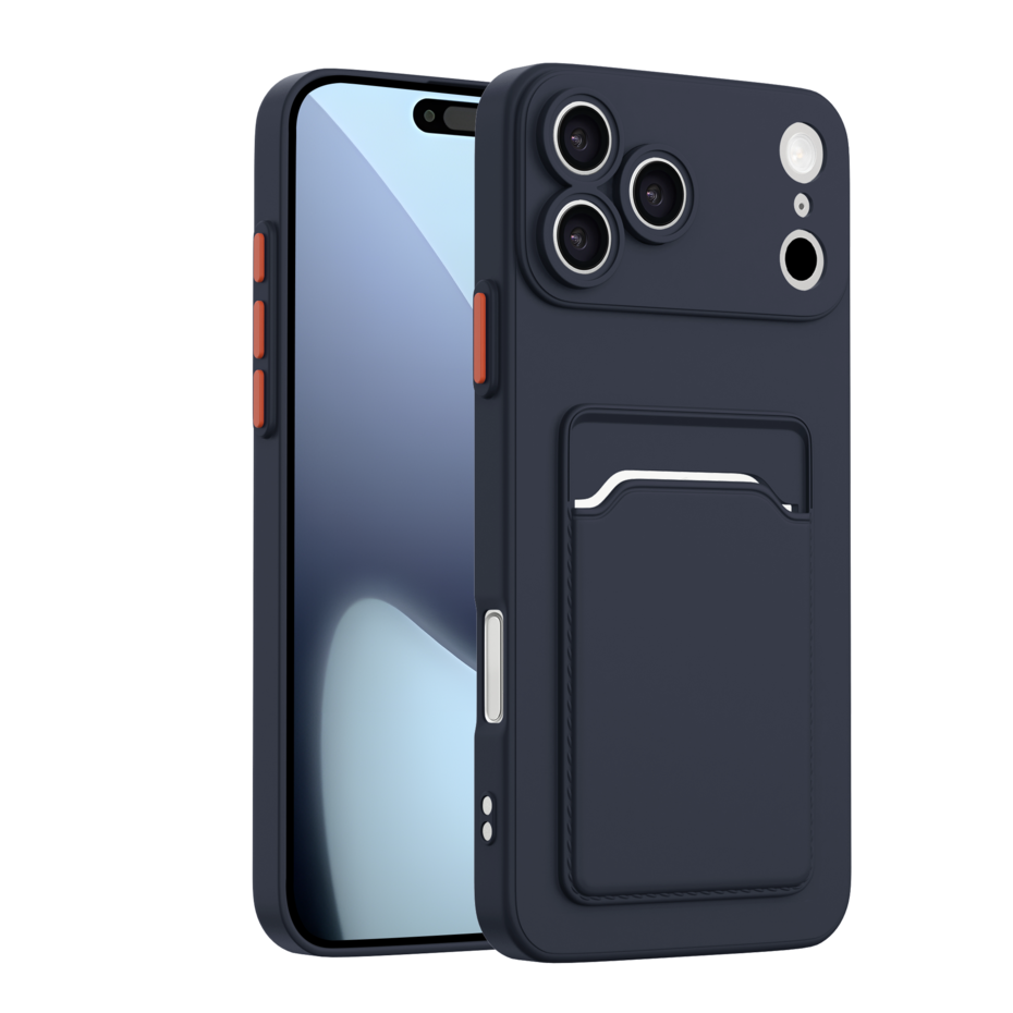 iPhone 17 Pro Back Cover mit Kartenfach (Dunkelblau) - Huellen-shop.de