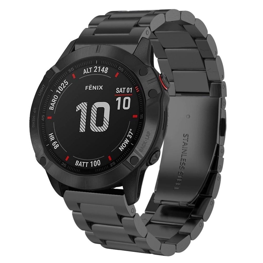 Garmin Fenix 5x 6x Stahlband Schwarz Smartwatcharmbaender de Garmin Fenix 5x 6x Stahlband Schwarz Smartwatcharmbaender de