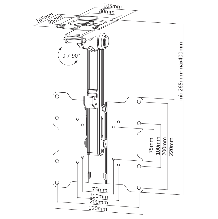 Ceiling mount - DQ Ceiling Lock M Black - MountsXL.com - MountsXL.com