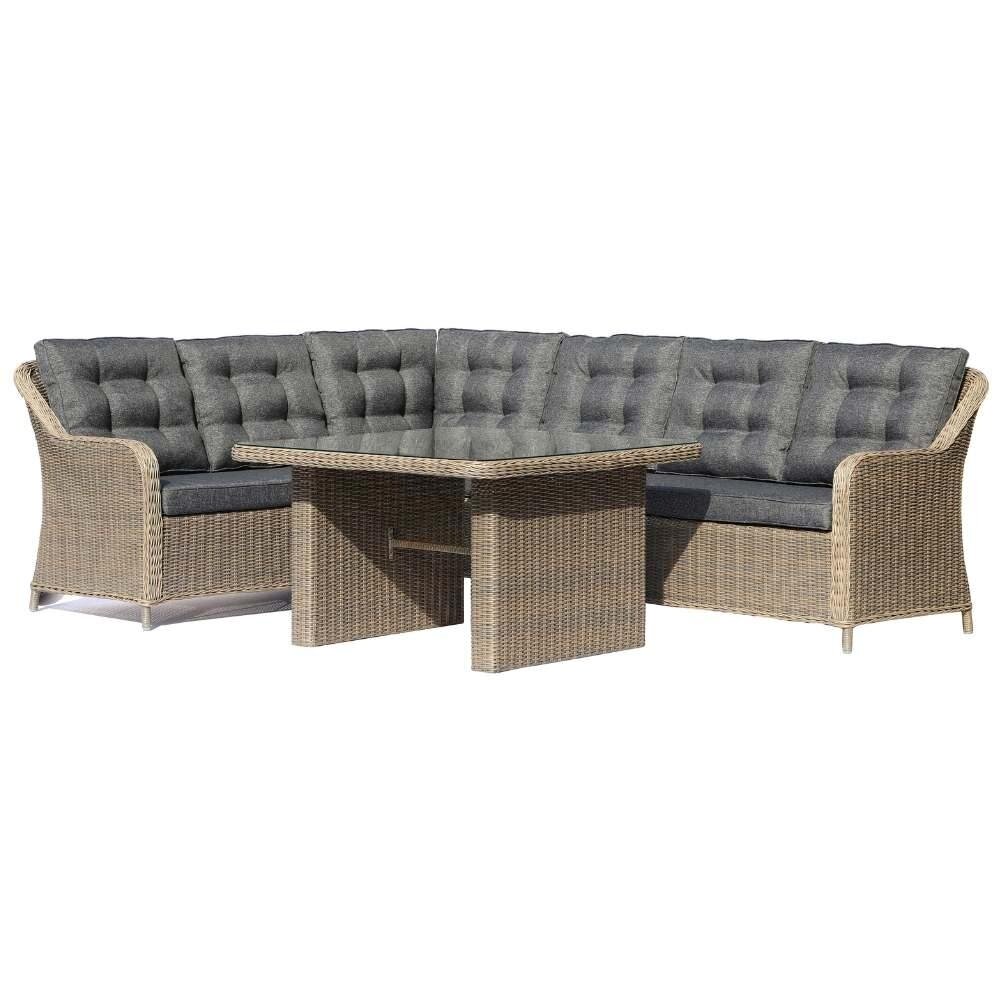 Vermont dining loungeset | wicker | Ash Grey - Tuinmeubelwereld.nl