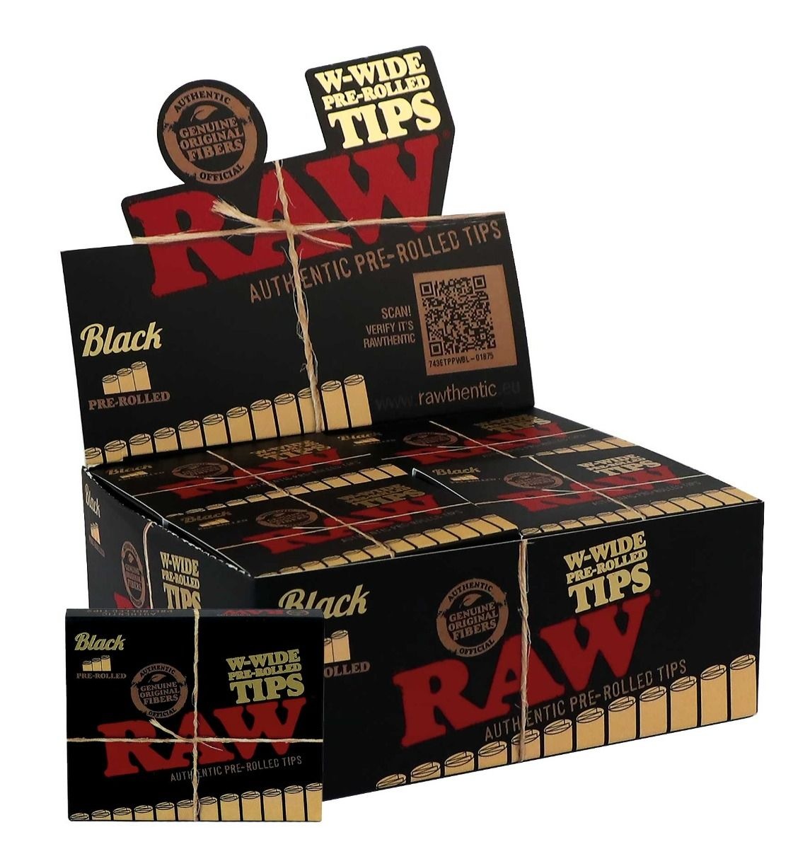 Raw Black Tips Prerolled W-Wide Raw Black Tips Prerolled W-Wide