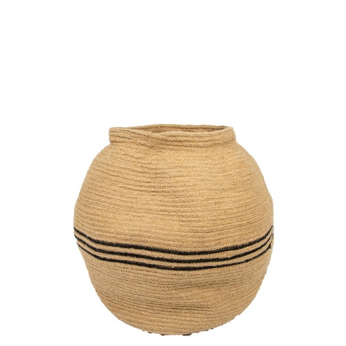Rotan Mand Naturel met Zwarte Strepen - Opbergmand - PuurSpirits.nl