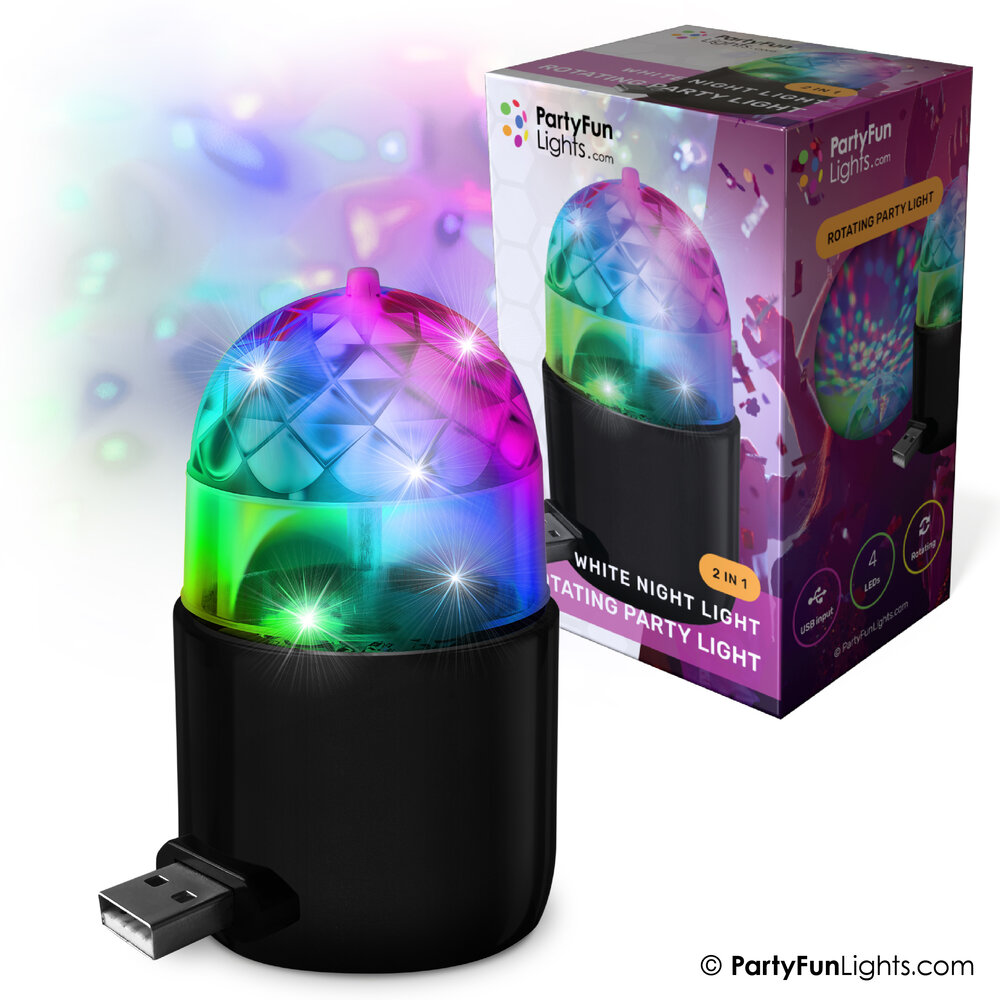 Disco Light with 4 LEDs, Color Changing and Rotating Light Effects, USB ...