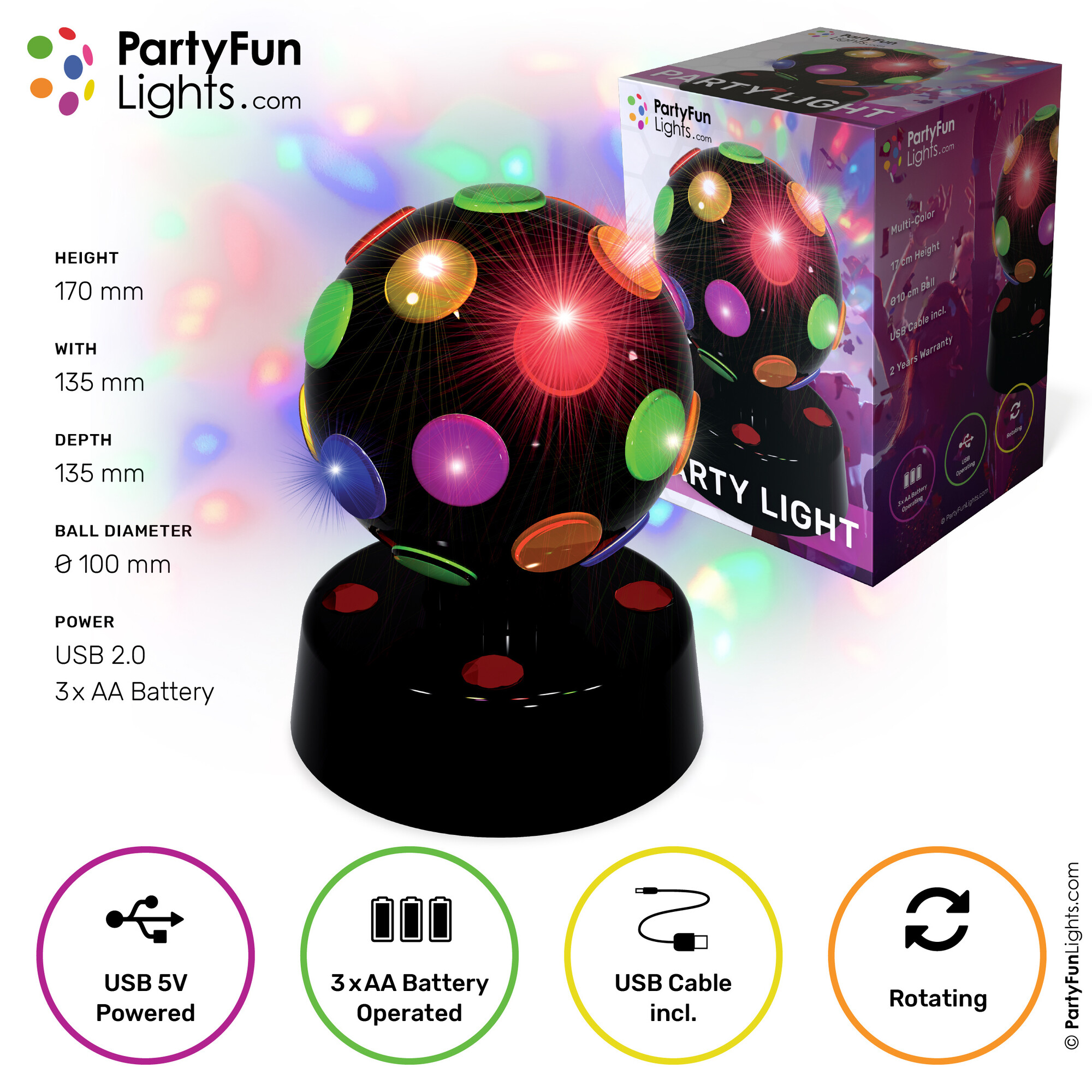 USB Multi-Color Party Light - PartyFunLights