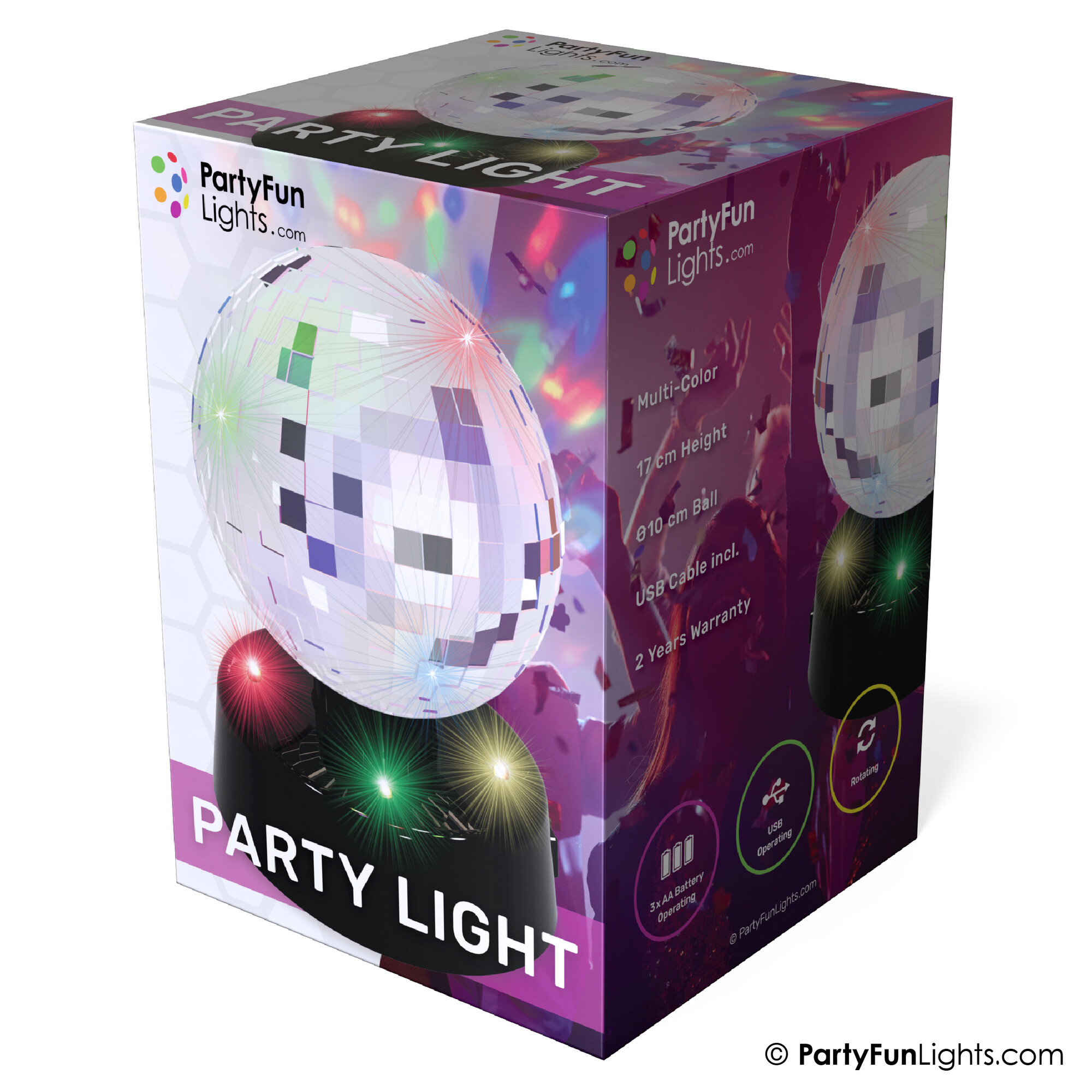 USB Mirror Ball Party Light - PartyFunLights