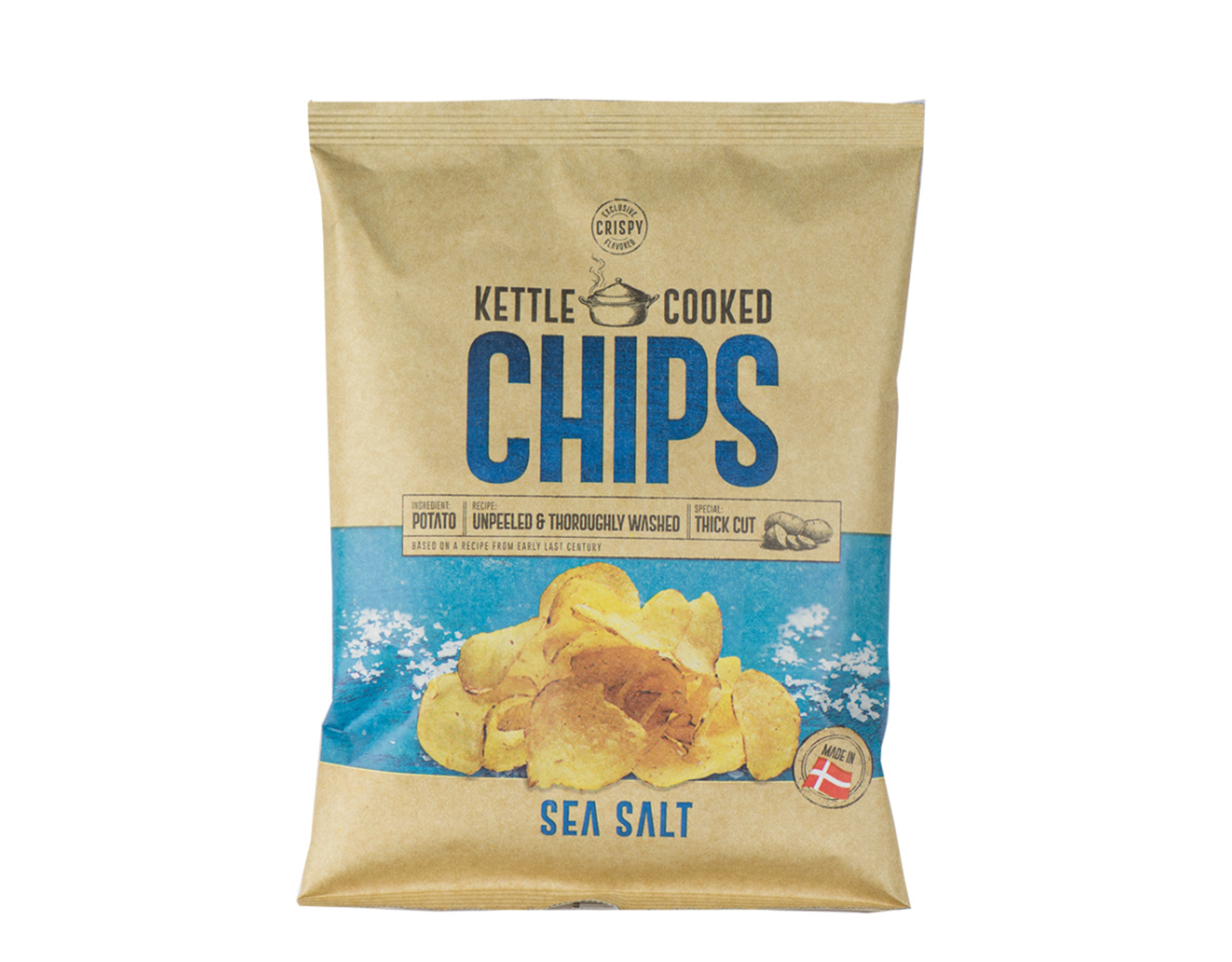 Kettle Cooked Chips Seasalt blauw 150gr - Rehafood.nl