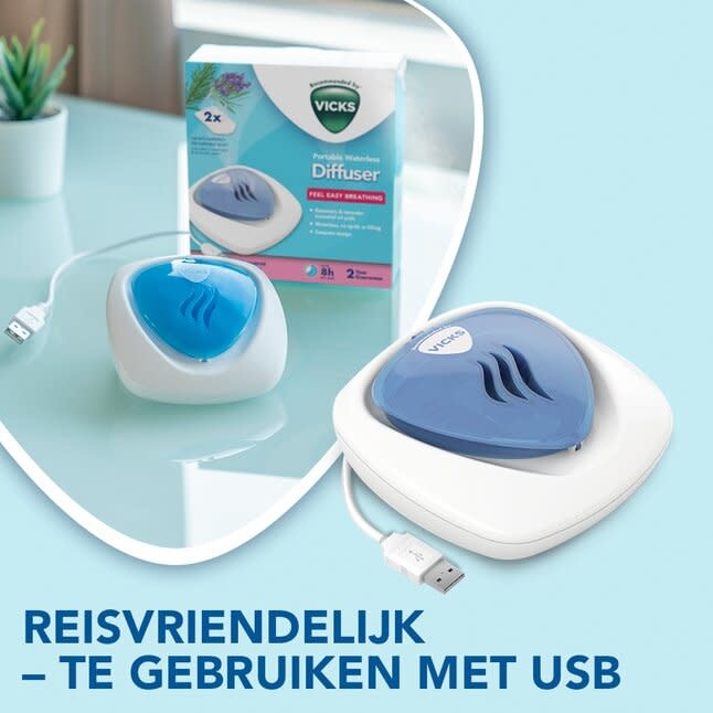 Vicks - Waterless Portable Diffuser Rozemarijn en Lavendel - USB - Orsetto