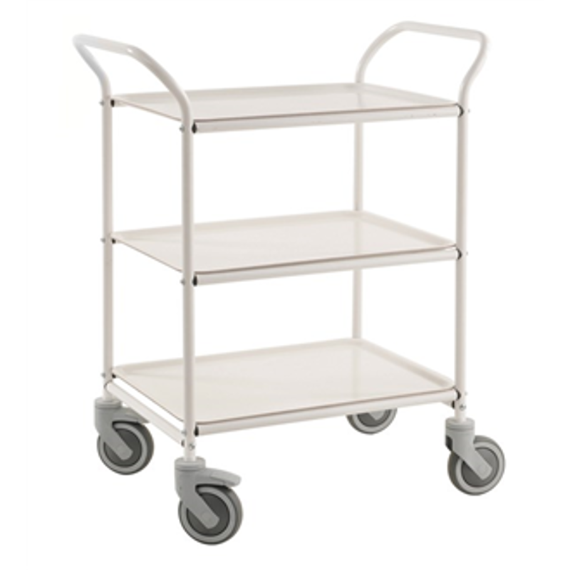 Service Trolley -With 3 Removable Trays-White
