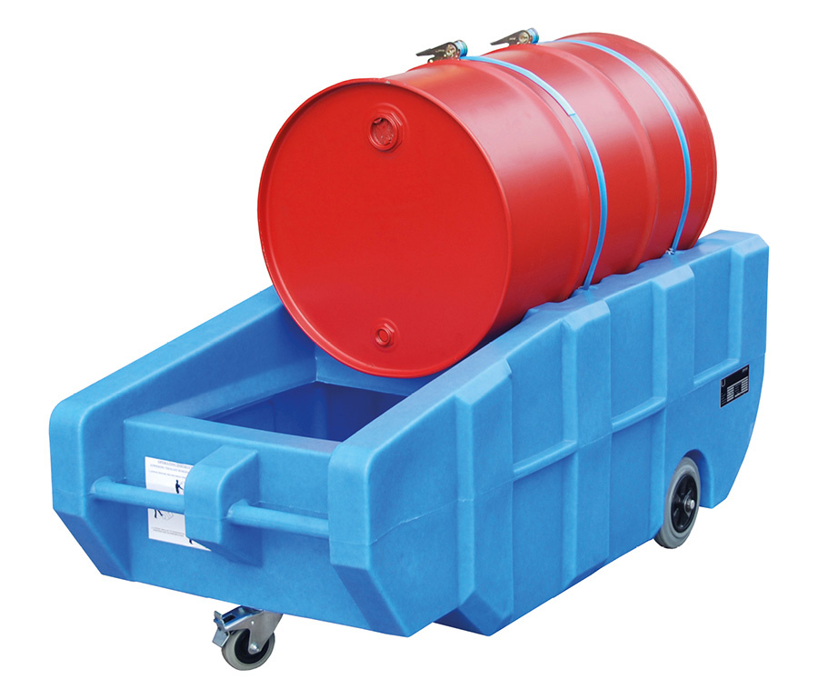 Mobile Polyethylene sump tray for 200L steel drum CE - Made in Germany