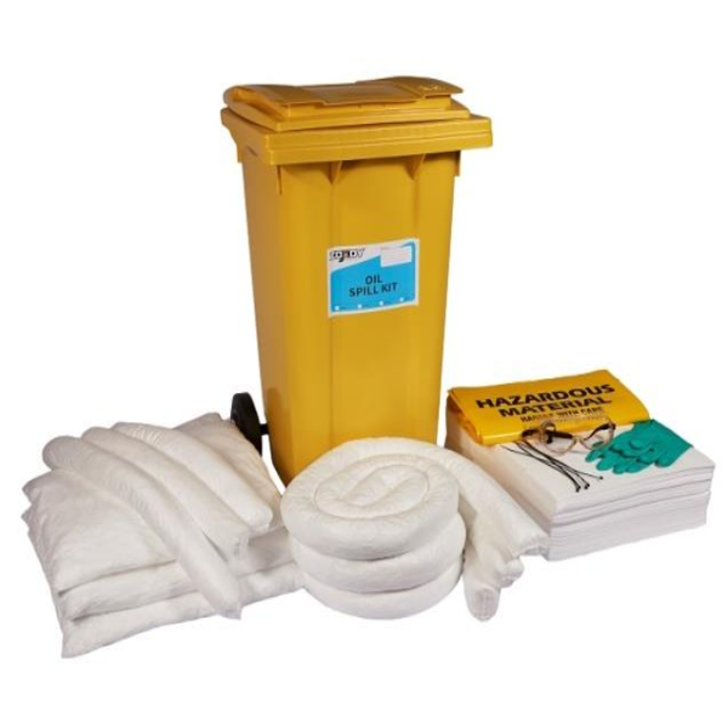 120L Oil-Only Spill Kit – Mobile Yellow Bin, Premium Pads