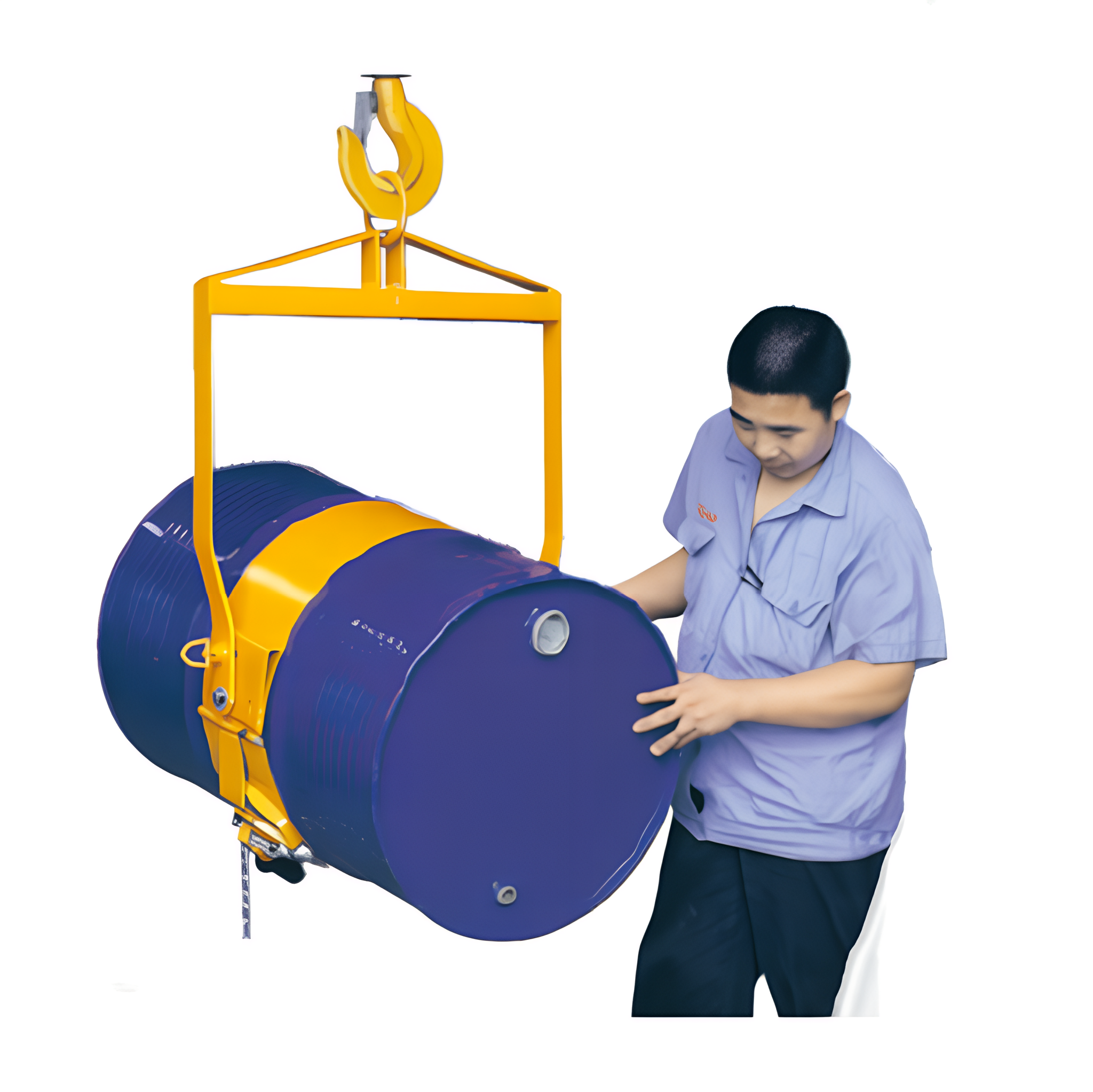 Vertical 210 L Steel Drum Lifter With Manual Rotation.