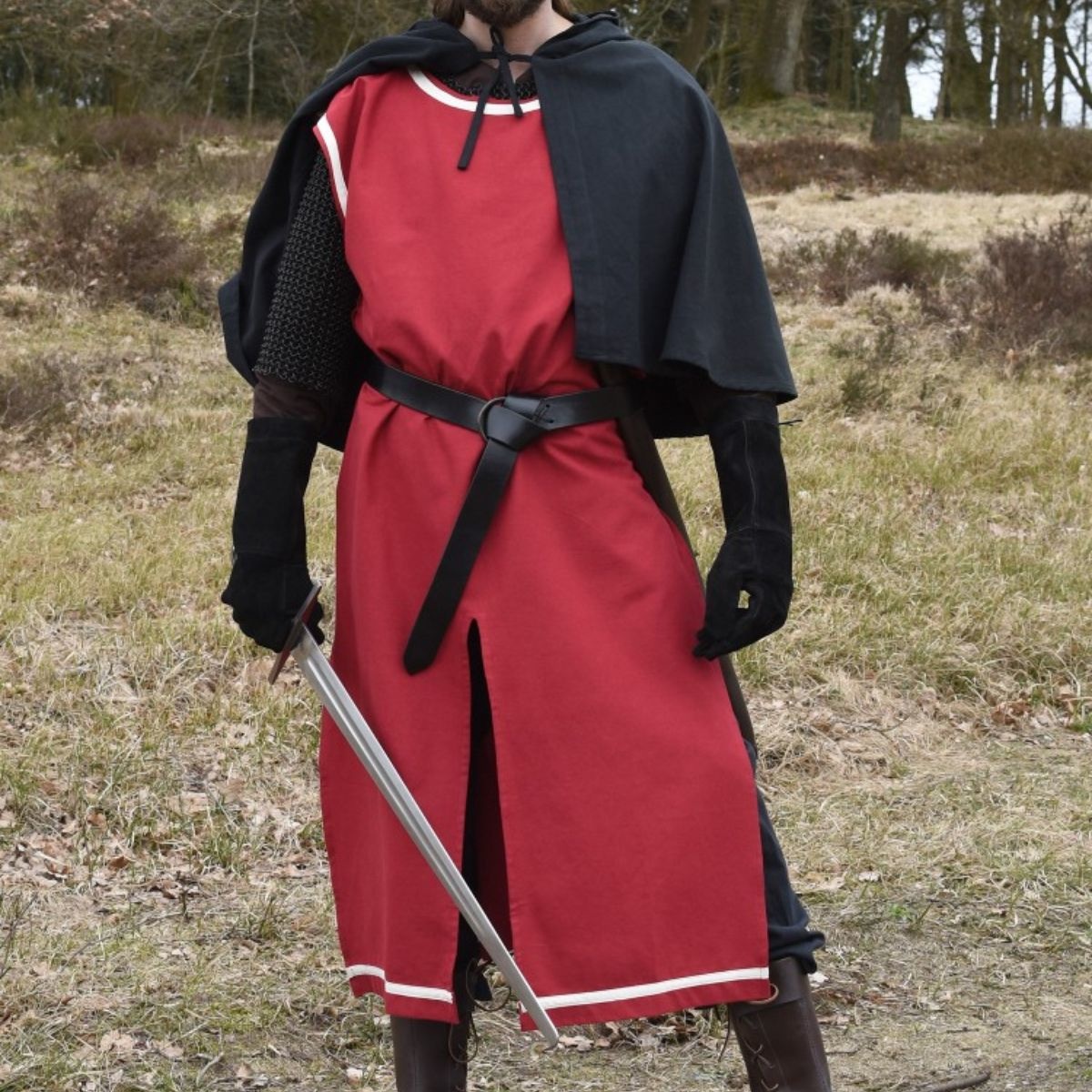 Medieval surcoat Rodrick, red-natural - CelticWebMerchant.com