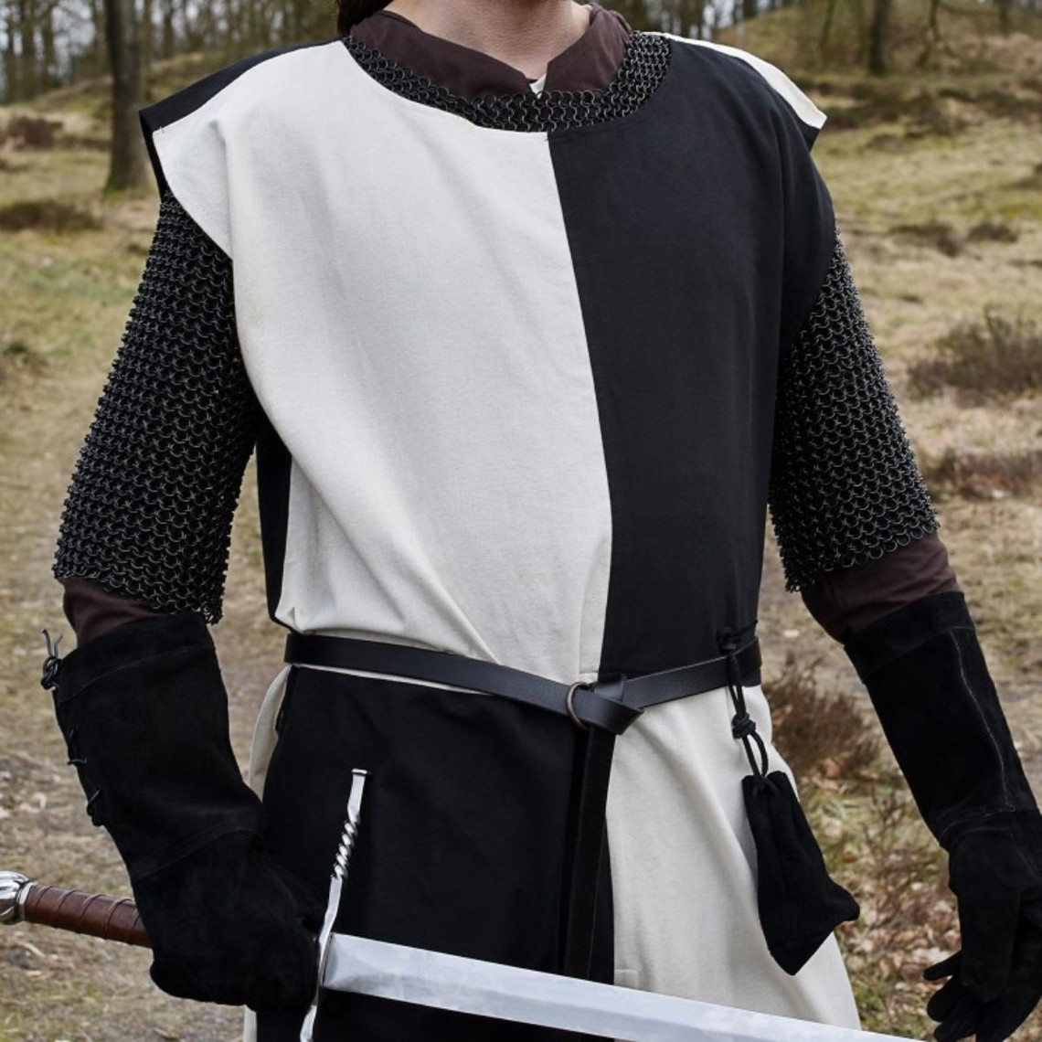 Medieval surcoat Rodrick, natural-black - CelticWebMerchant.com