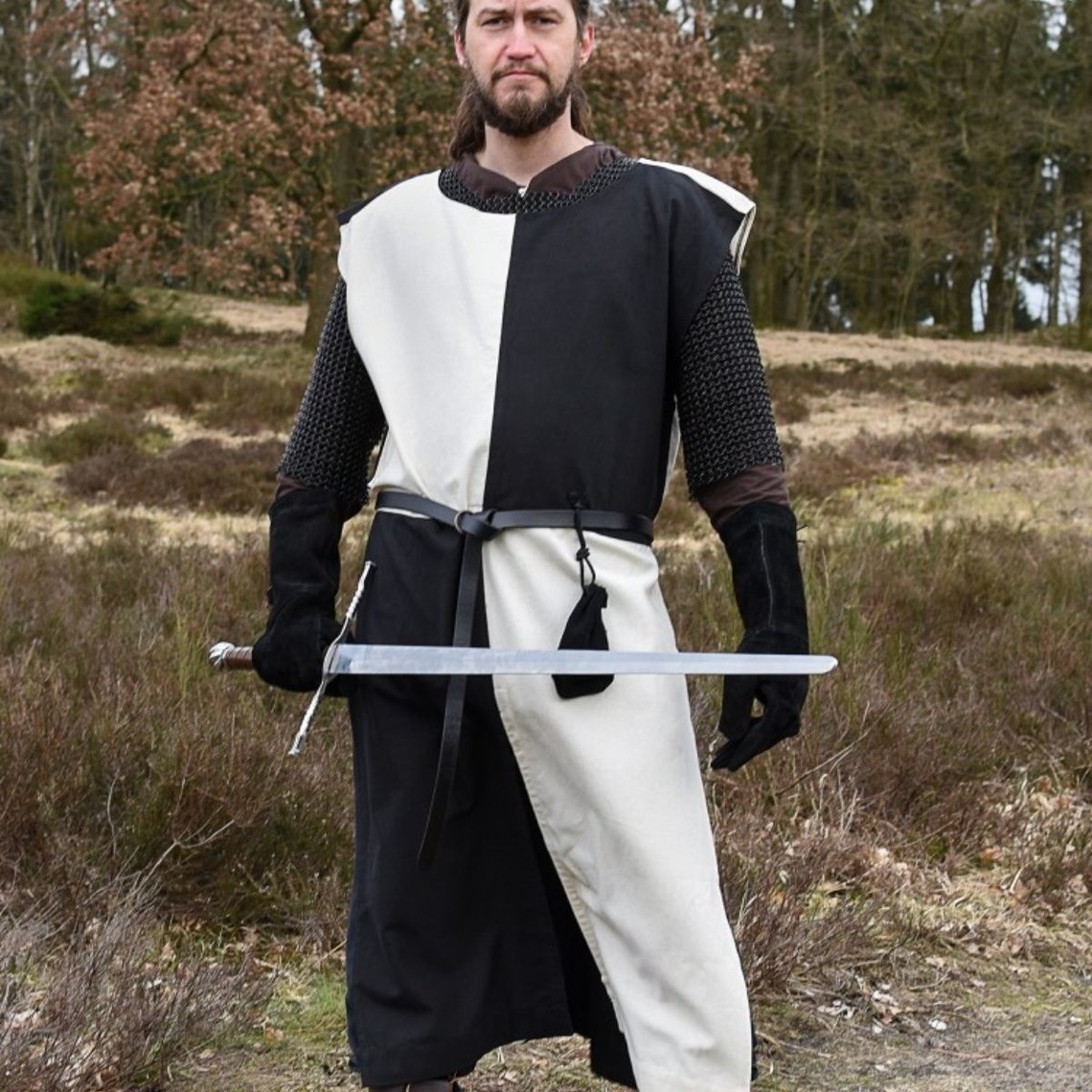 Medieval surcoat Rodrick, natural-black - CelticWebMerchant.com