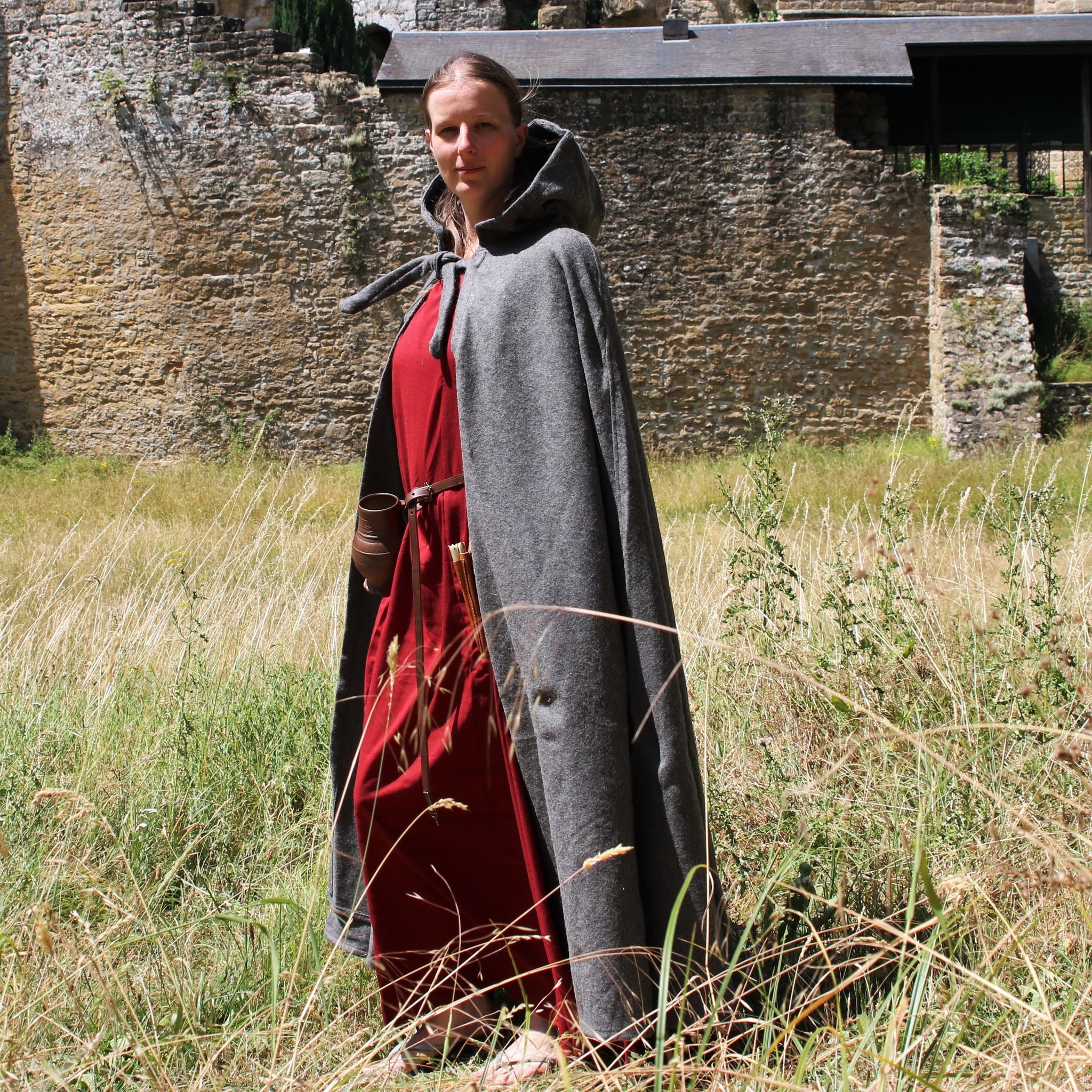 Medieval cloak with hood, grey - CelticWebMerchant.com