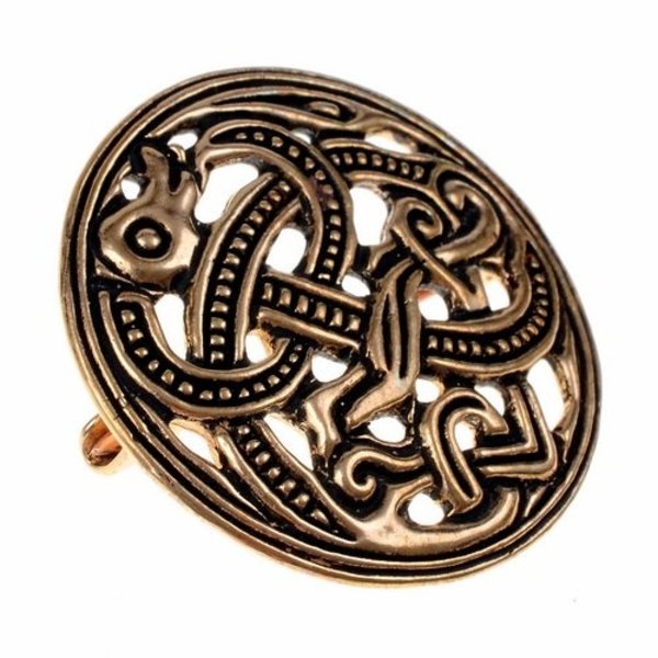 Viking disc fibula Jellinge style, bronze - CelticWebMerchant.com
