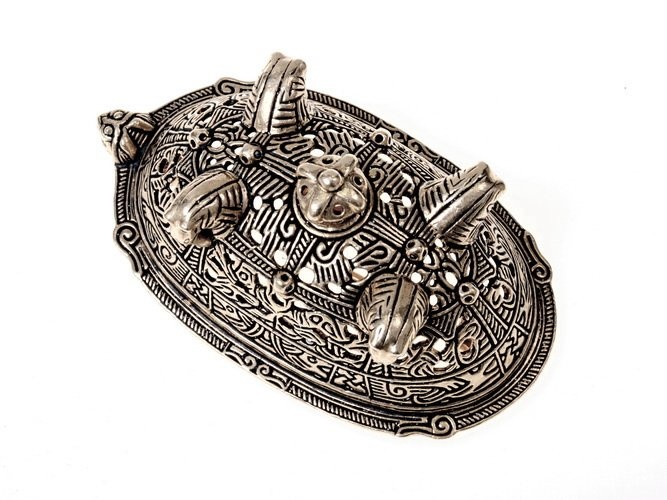 Viking turtle brooch Birka, grave 860, silvered - CelticWebMerchant.com
