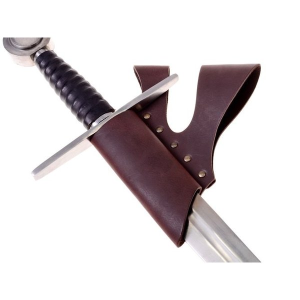 Knight sword holder with double belt loop, brown - CelticWebMerchant.com
