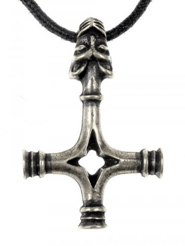 Thor's hammer wolf cross, silvered - CelticWebMerchant.com