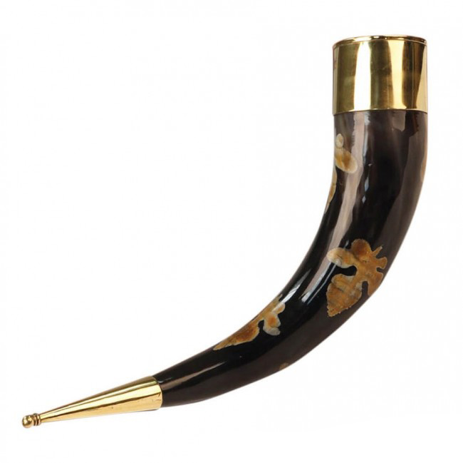 Pagan drinking horn Mabon with leather holder - CelticWebMerchant.com