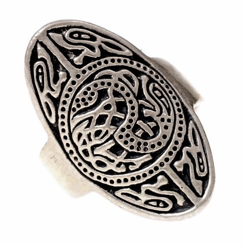 Saxon ring Trewhiddle silvered - CelticWebMerchant.com