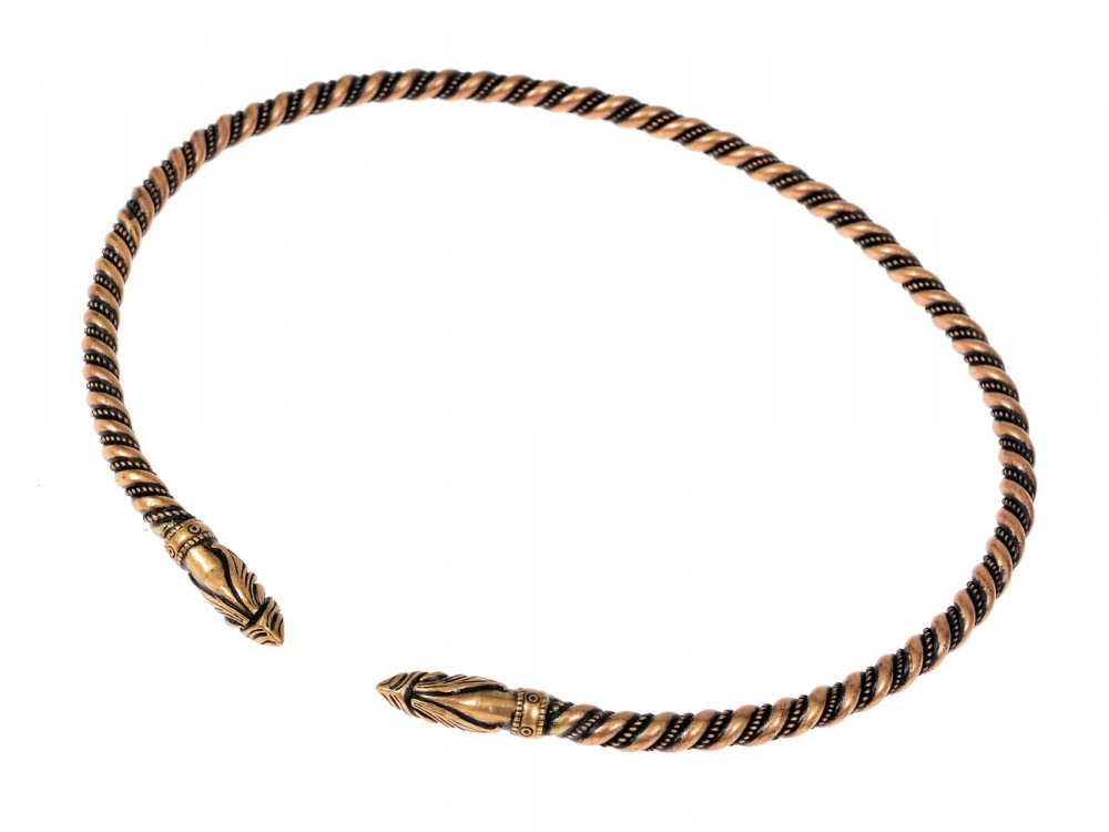Viking torque with raven heads, bronze - CelticWebMerchant.com