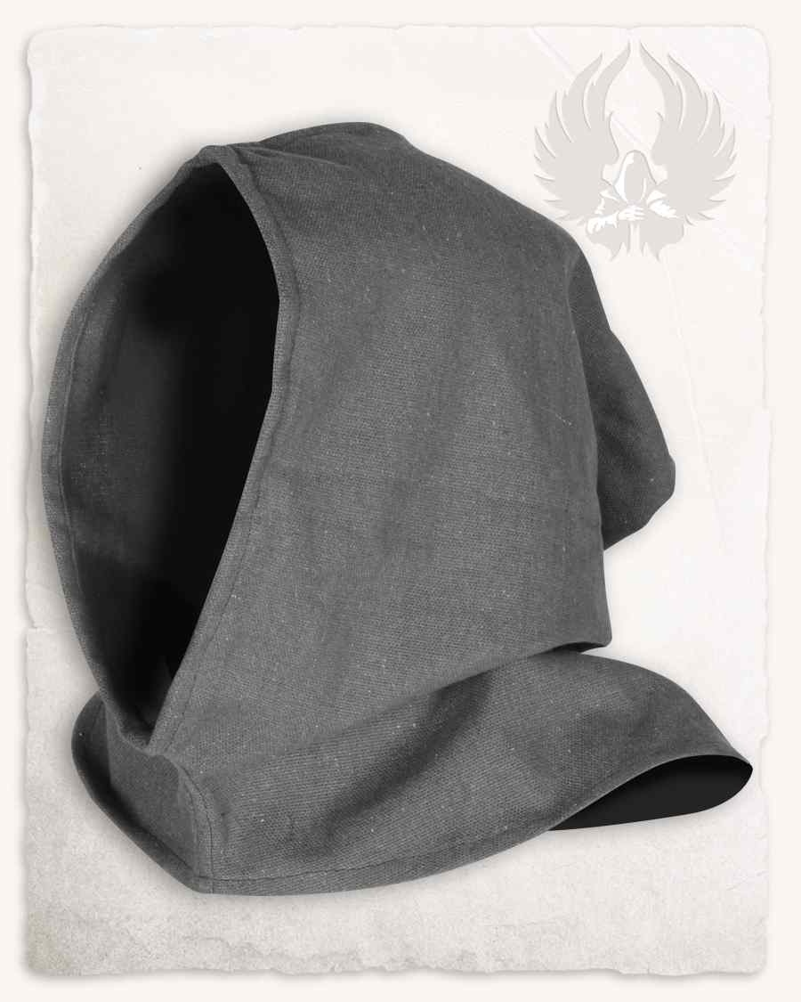 Brown Medieval hood, grey - CelticWebMerchant.com