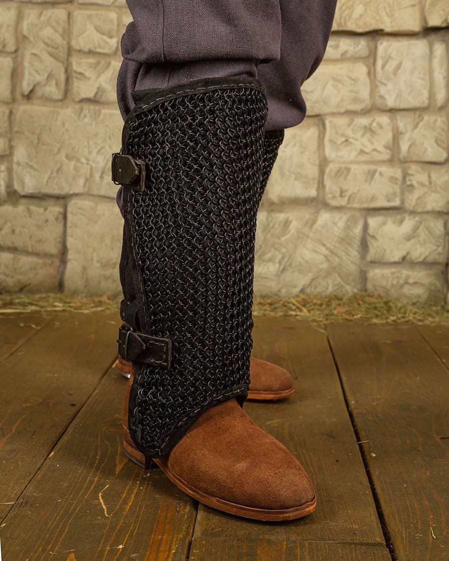 Chainmail leg protector Connor, black - CelticWebMerchant.com