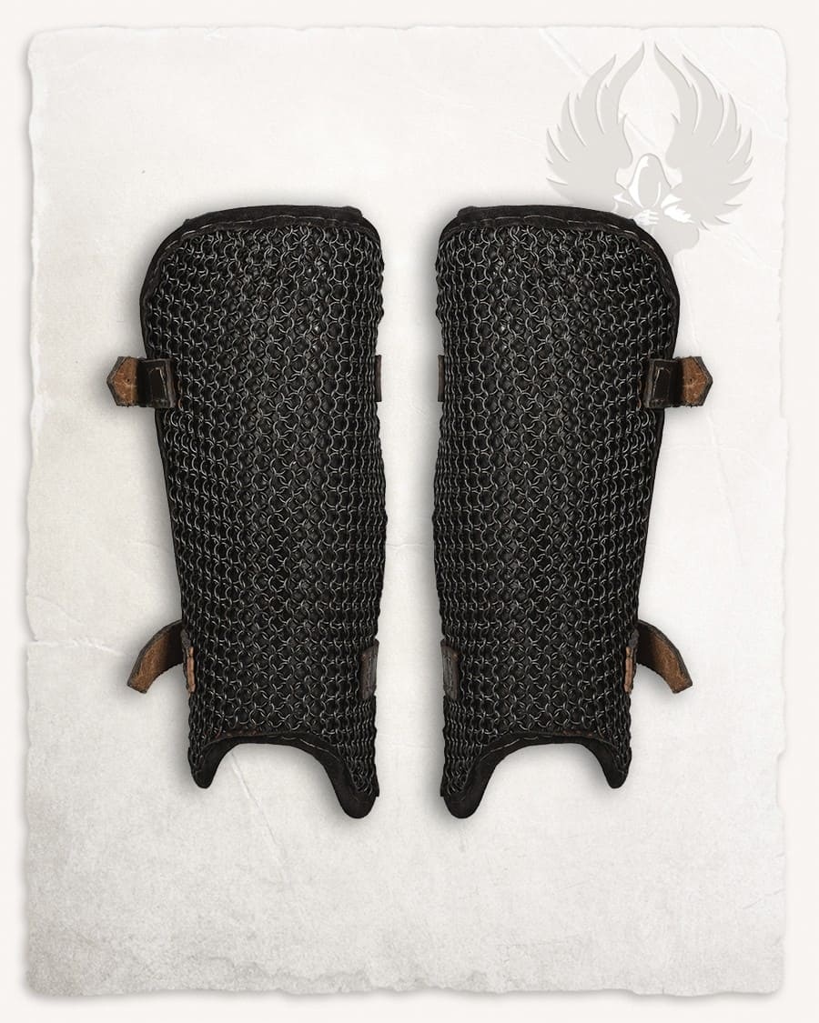 Chainmail leg protector Connor, black - CelticWebMerchant.com