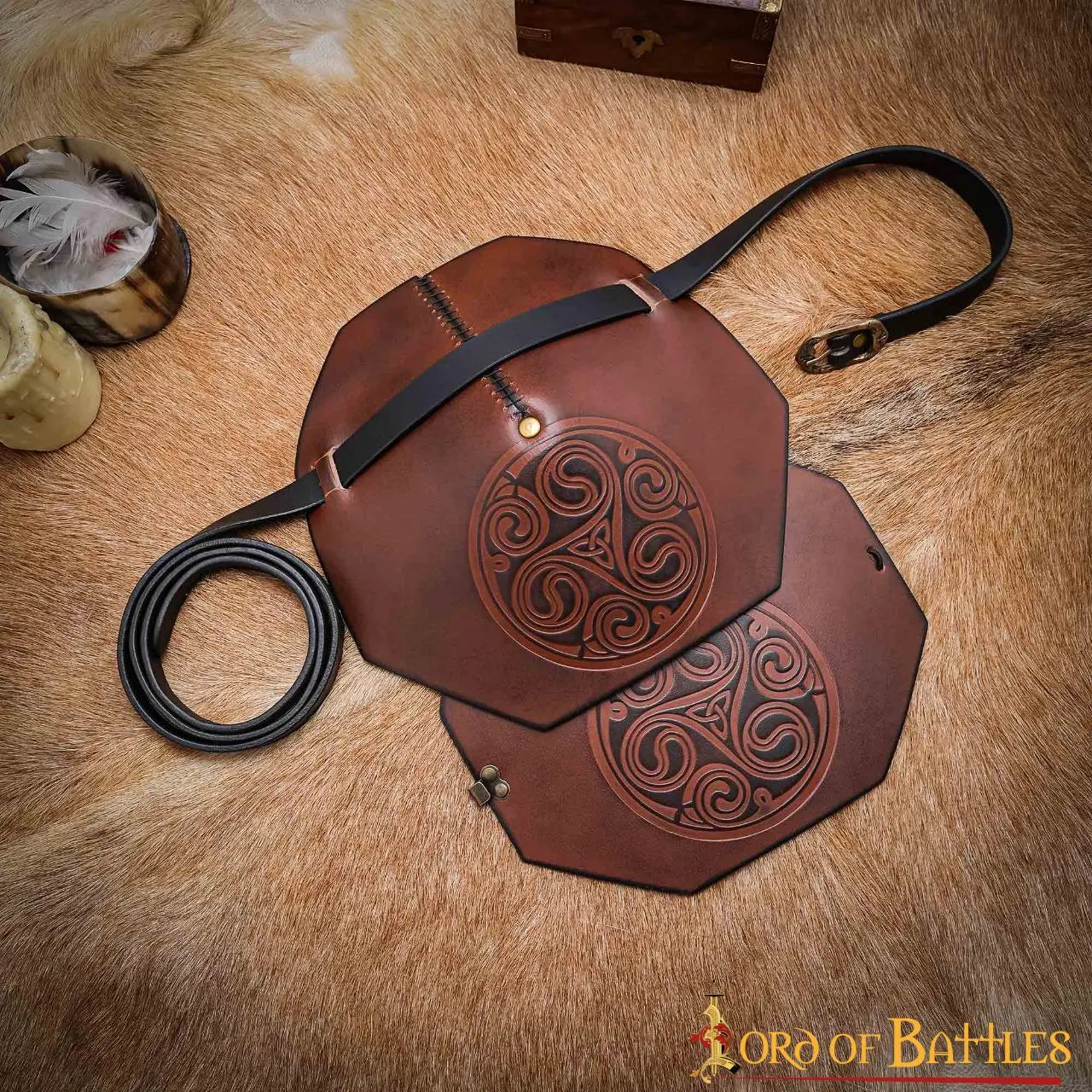 Leather pauldron triquetra - CelticWebMerchant.com