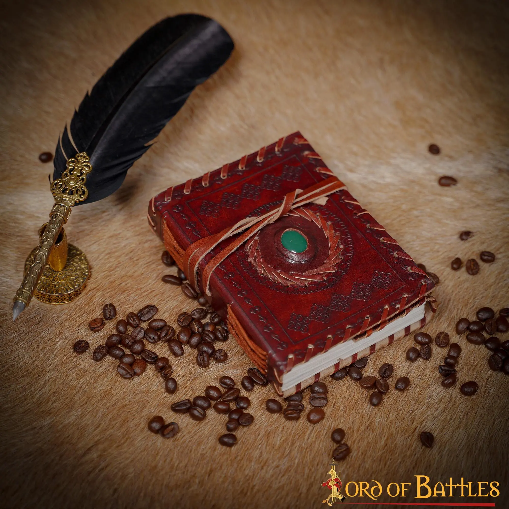 Leather book with stone - CelticWebMerchant.com