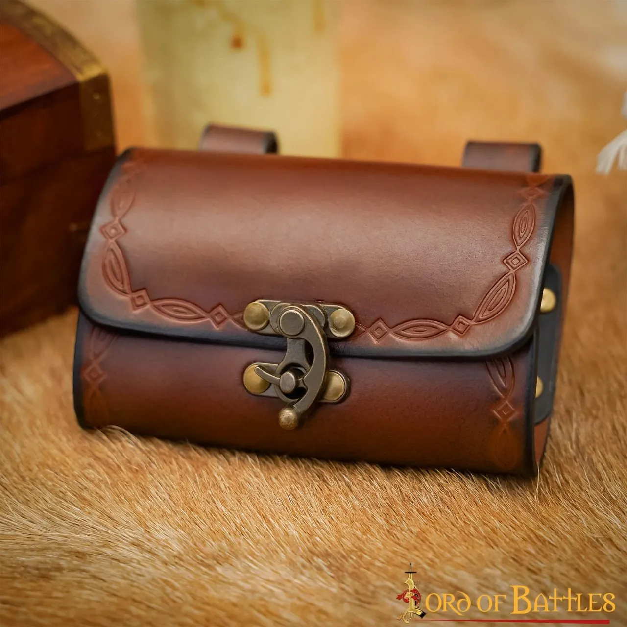 Magic potion bag with 4 bottles, brown - CelticWebMerchant.com