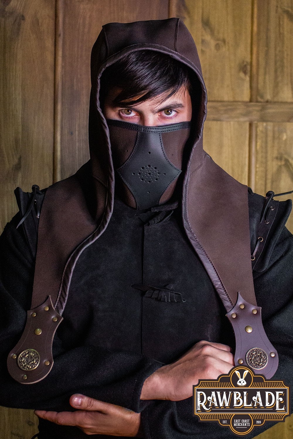 Rawblade Akku splitleather hood - Brown - CelticWebMerchant.com