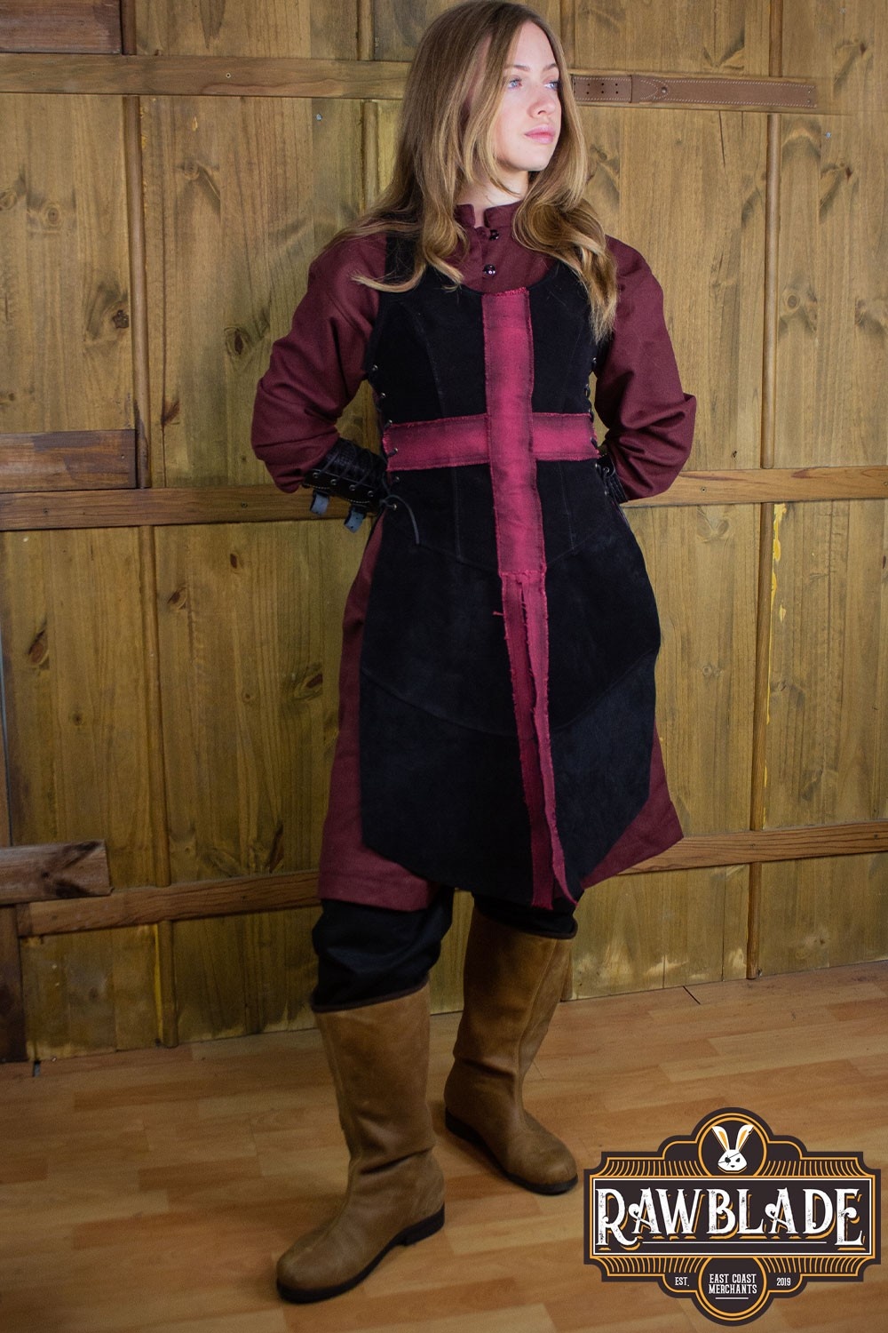 Rawblade Crussader Knight Tabard, Woman - Black/Red - CelticWebMerchant.com