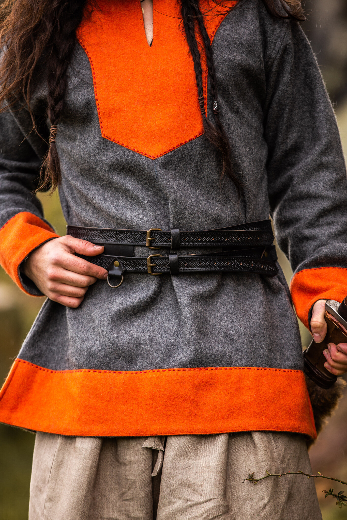 Double Viking belt Floki, black - CelticWebMerchant.com