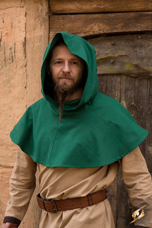 Medieval chaperon Walt, green - CelticWebMerchant.com
