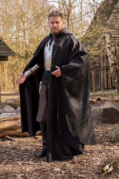 Medieval cloak Terrowin, black - CelticWebMerchant.com