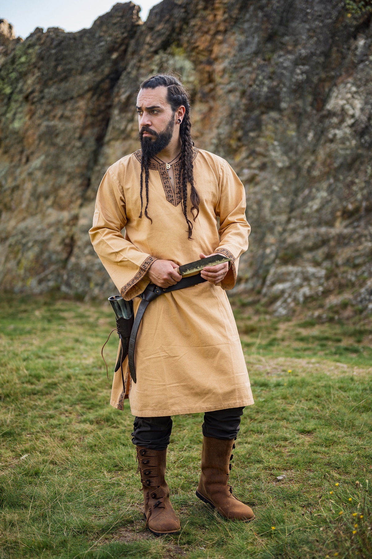 Celtic tunic Finn honey brown - CelticWebMerchant.com