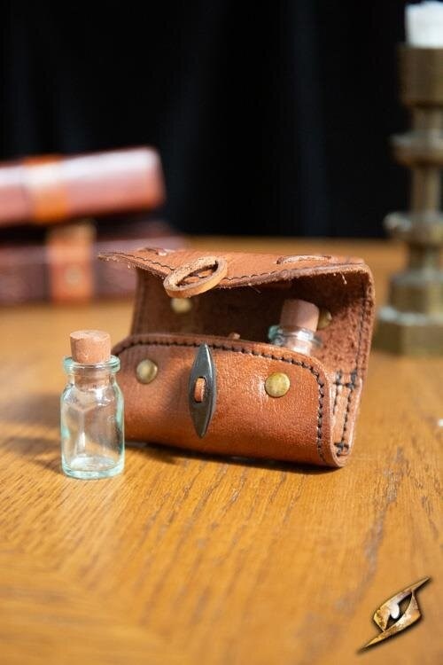 Potion holder with two bottles, brown - CelticWebMerchant.com