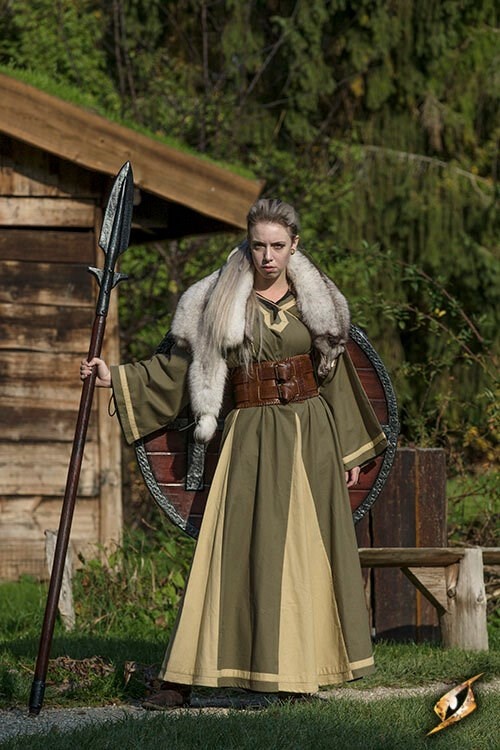 Robe viking Astrid, vert/beige - CelticWebMerchant.com