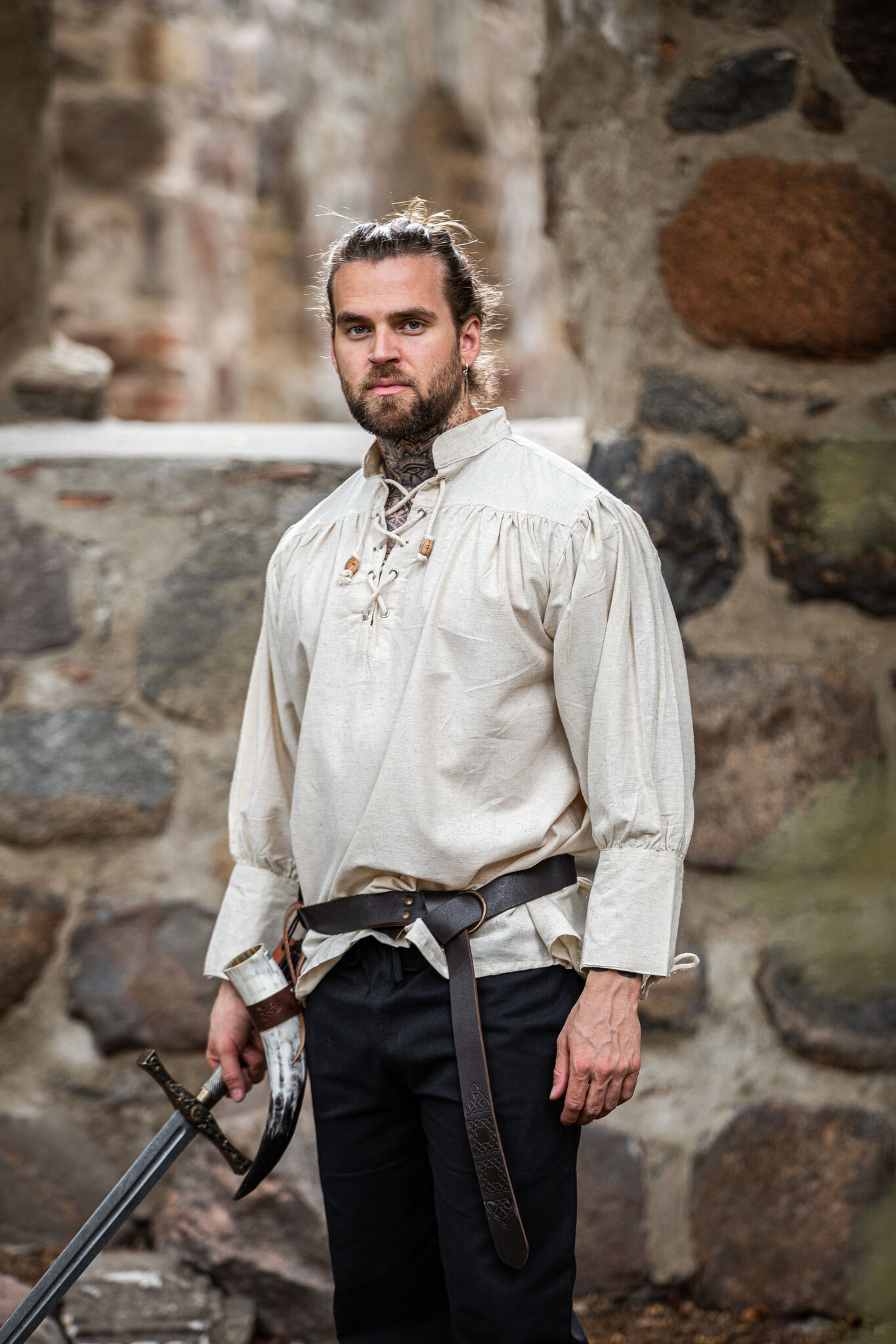 Camicia medievale Louis, crema - CelticWebMerchant.com