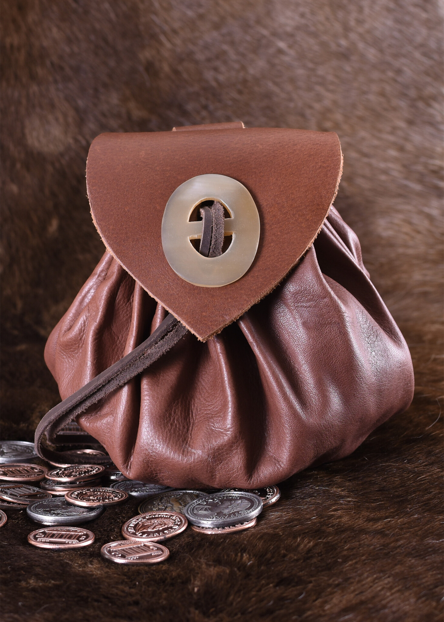 Ulfberth Medieval money pouch Chester, red brown - CelticWebMerchant.com
