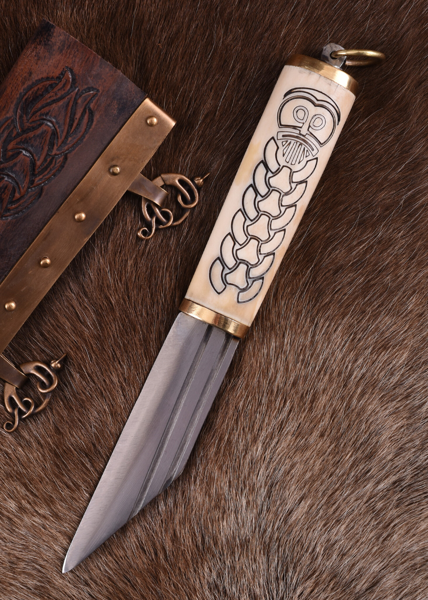 Small Norse viking seax with decorated bone grip - CelticWebMerchant.com