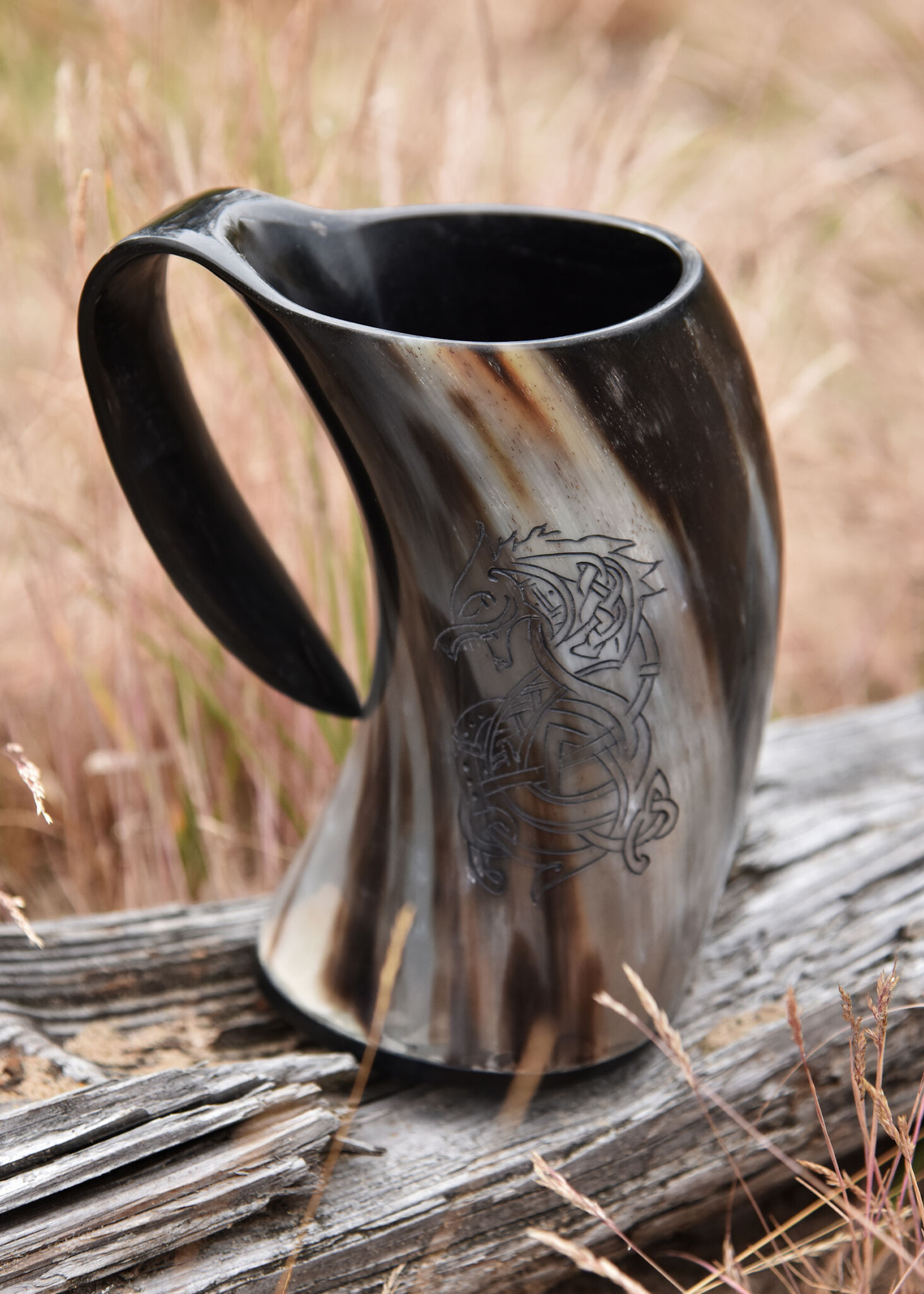 Horn cup, Fenrir wolf - CelticWebMerchant.com
