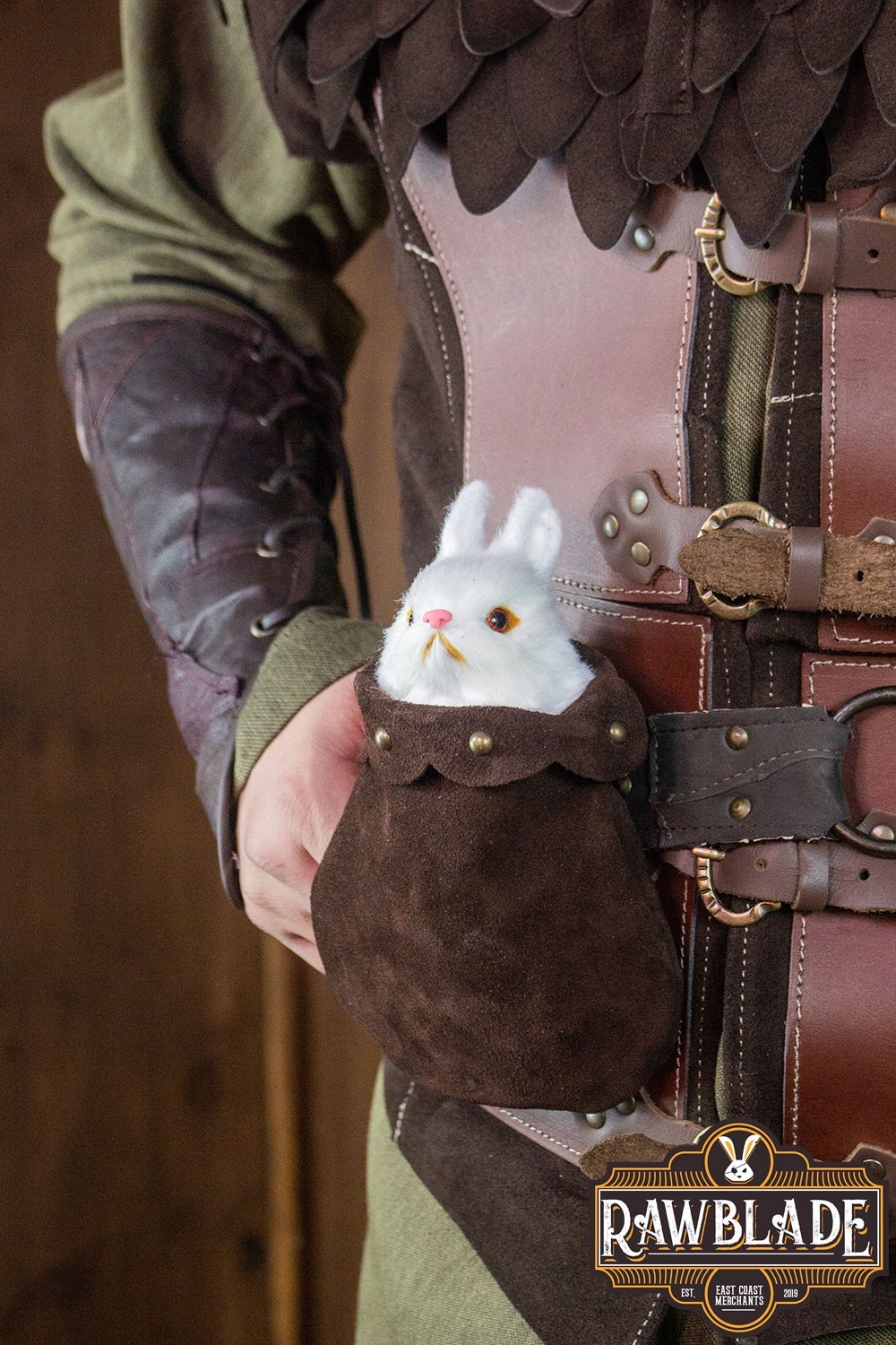 Rawblade Rabbit Roger in leather pouch - Brown - CelticWebMerchant.com